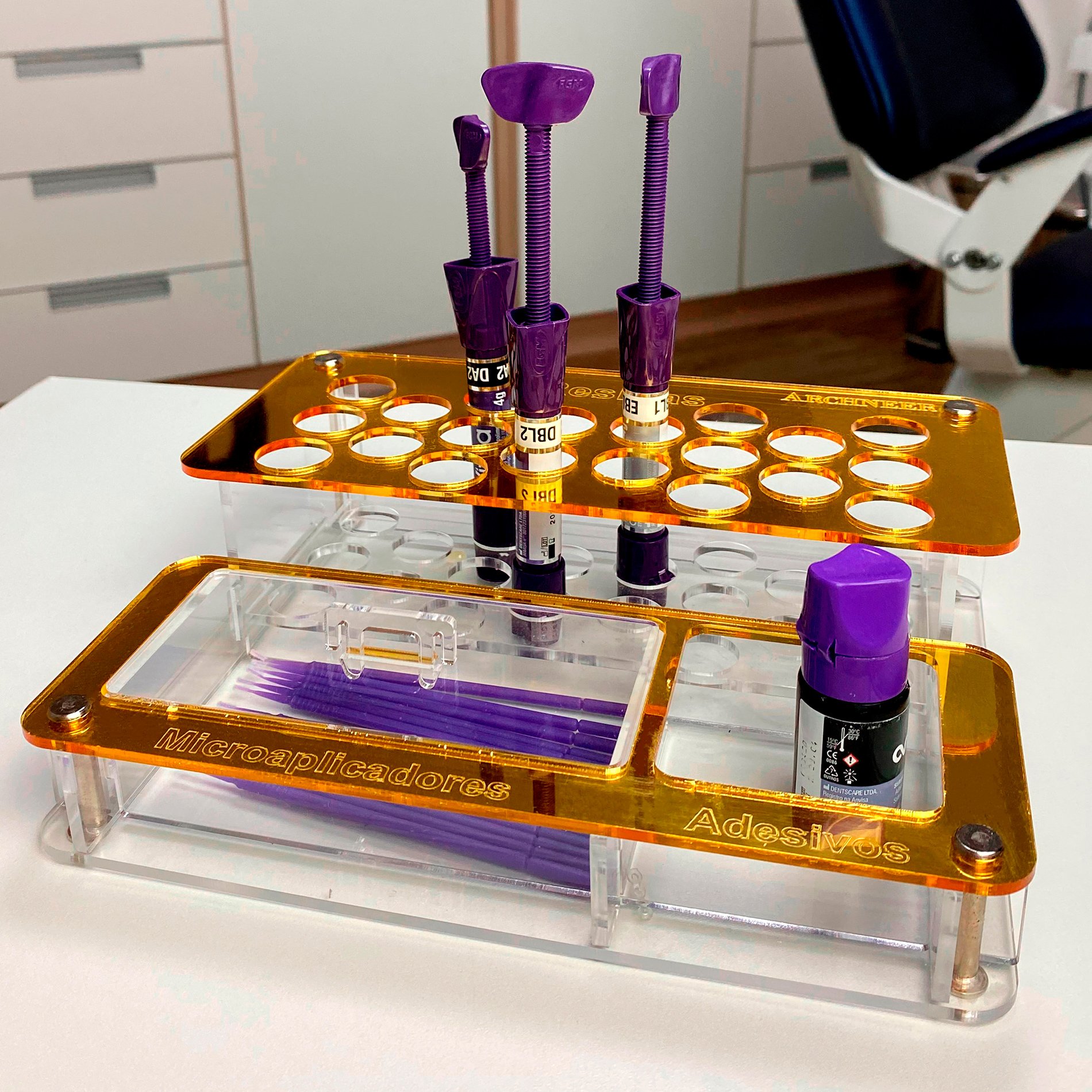 Porta Resinas Adesivos e Microbrush - Organizador Premium Archneer