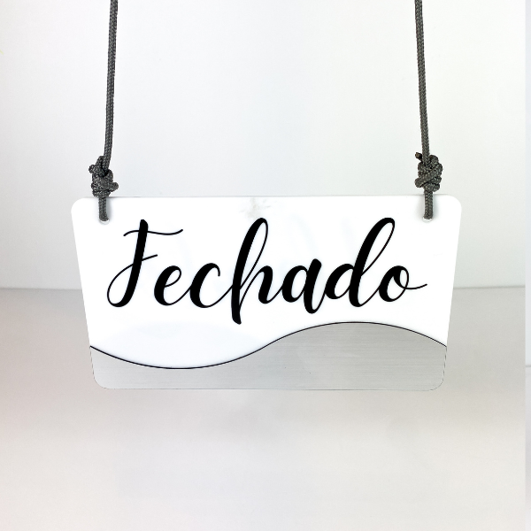 Placa Aberto e Fechado White